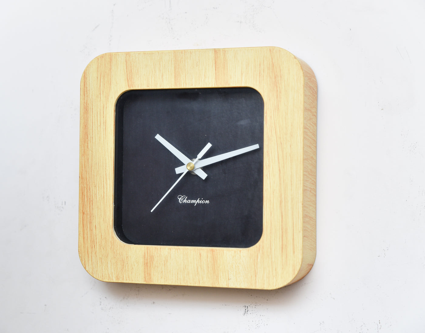 Champion Black Dial Light Ply-Wood Square Table Clock For Decor ...